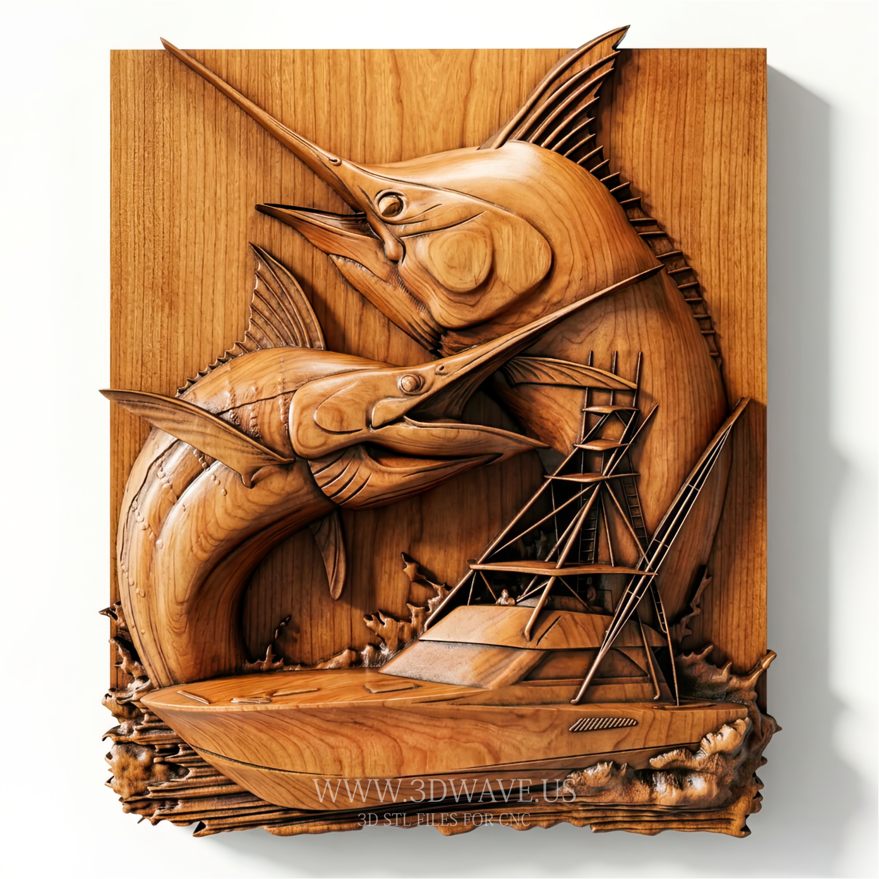 Marlin Fishing STL | Nautical CNC Relief File | 3dwave.us – 3DWave.us
