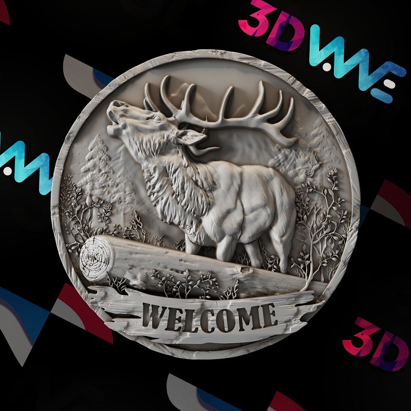 STAG WELCOME SIGN 3d stl - - 3DWave.us