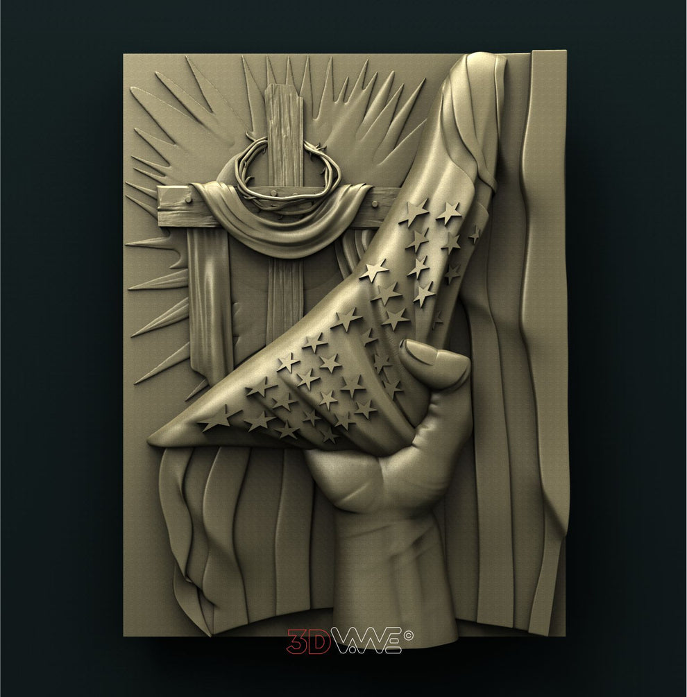 AMERICAN FLAG 3D STL - - 3DWave.us