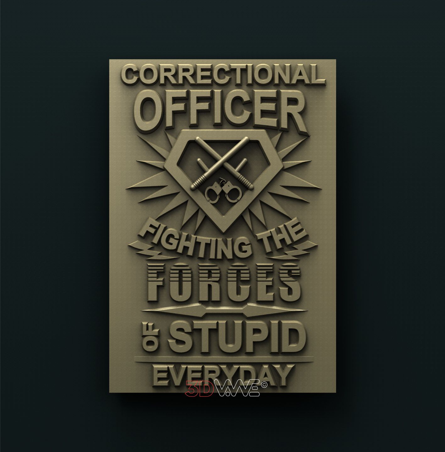 CORRECTIONAL OFFICER PLAQUE 3D STL - - 3DWave.us