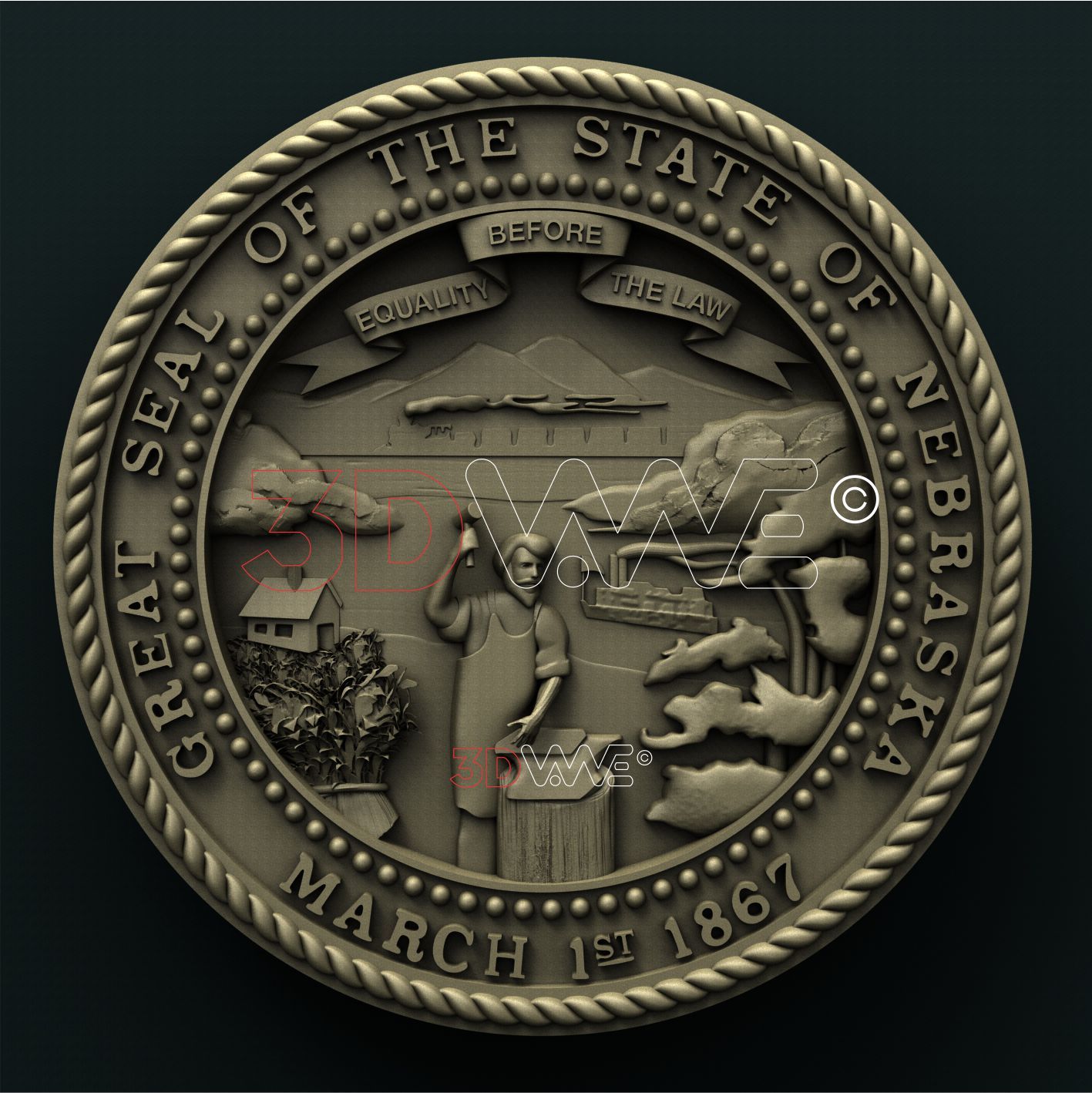 NEBRASKA STATE SEAL 3D STL - - 3DWave.us